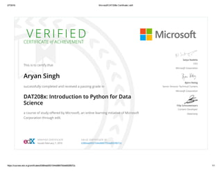 Microsoft DAT208x Certificate _ edX | PDF