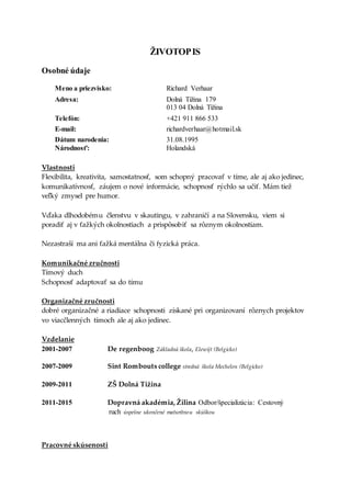 životopis RICHARD VERHAAR | PDF