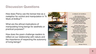 A Work Of Artifice by Marge Piery for class 9 KSB | PPTX