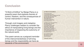 A Work Of Artifice by Marge Piery for class 9 KSB | PPTX