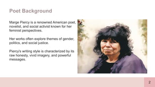 A Work Of Artifice by Marge Piery for class 9 KSB | PPTX