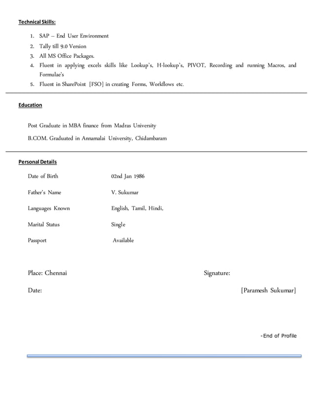 Paramesh Sukumar Resume | PDF