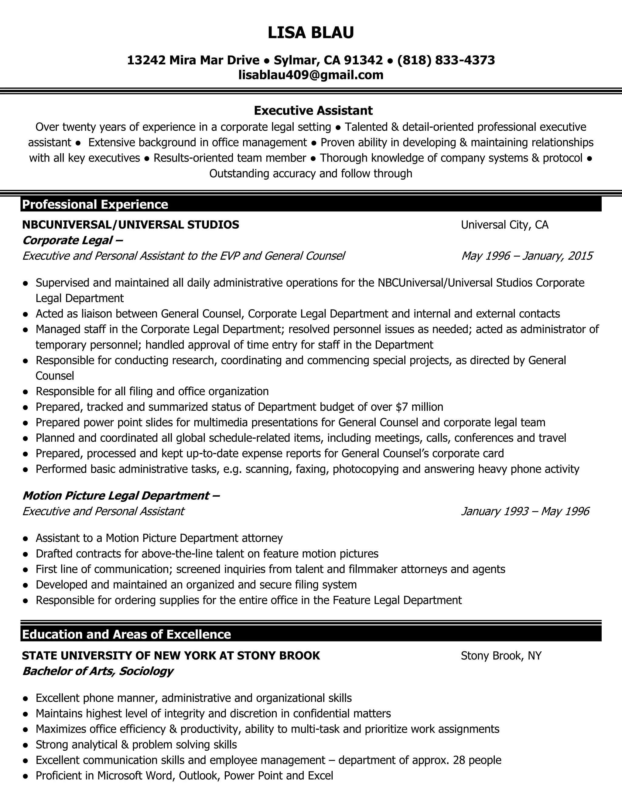 Lisa Blau's resume | DOCX | Legal Services Industry | Industries