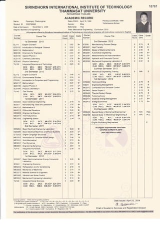 Transcript(BSc)_Pawanpoj C. | PDF