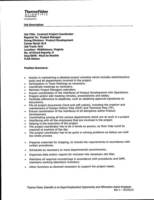 Position descriptions - Admin Proj Coord | PDF