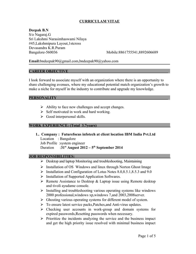 Deepak new resume 2016 | PDF
