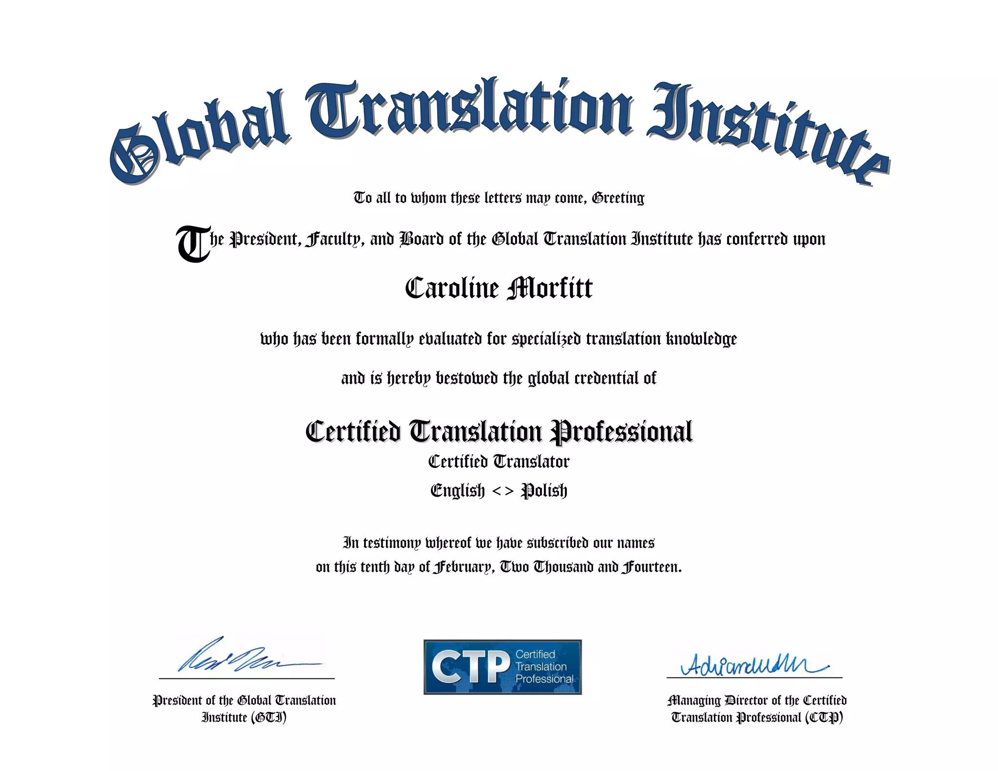 CTP Certificate morfitt11 (1) | PDF