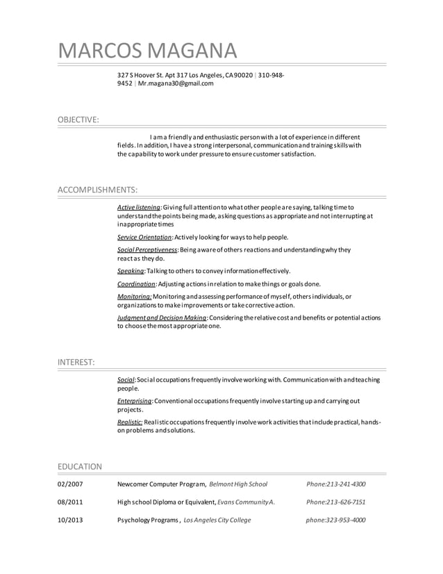 MARCOS MAGANA (Resume) | DOCX | Science