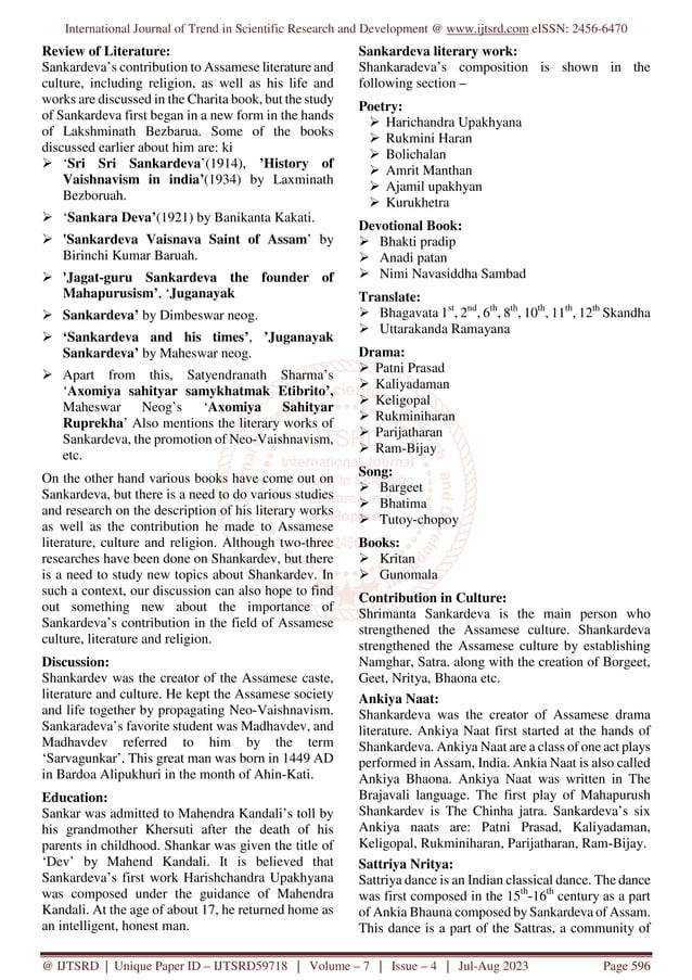 Contribution of Srimanta Sankardeva in Religion and Culture | PDF