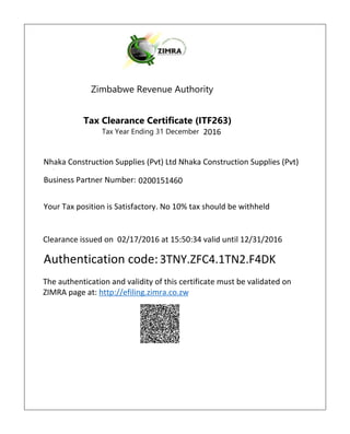 2016 ITF263 NHAKA CONSTRUCTION | PDF