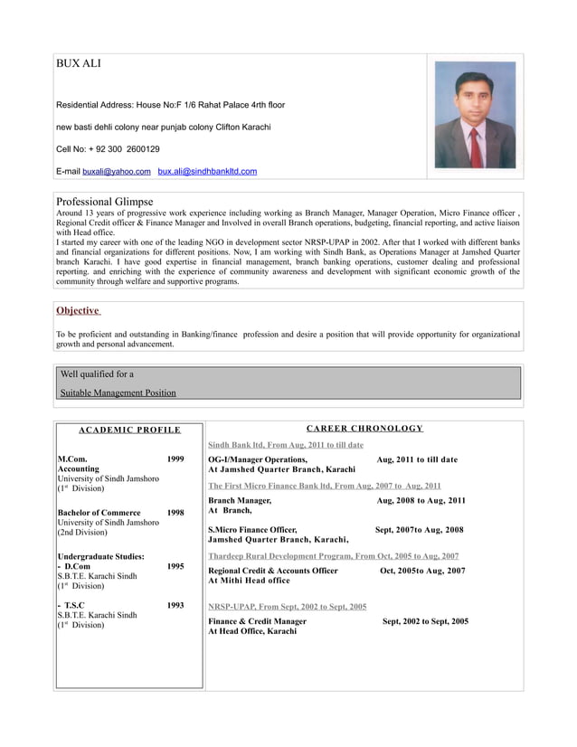 Bux Ali Jamali CV 2016 | PDF