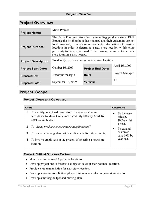 Project Charter | PDF | Free Download