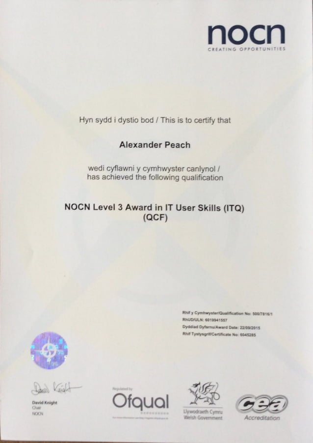 NOCN Level 3 Award ITQ | PDF