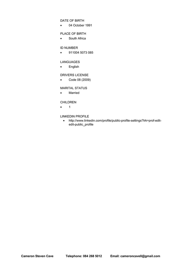 Cameron Cave CV | PDF