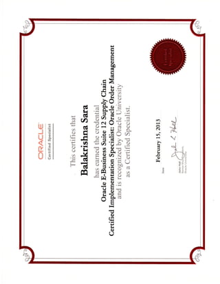 Oracle EBS R12 Supply Chain Certified Implementation Specialist - Oracle Order Management | PDF