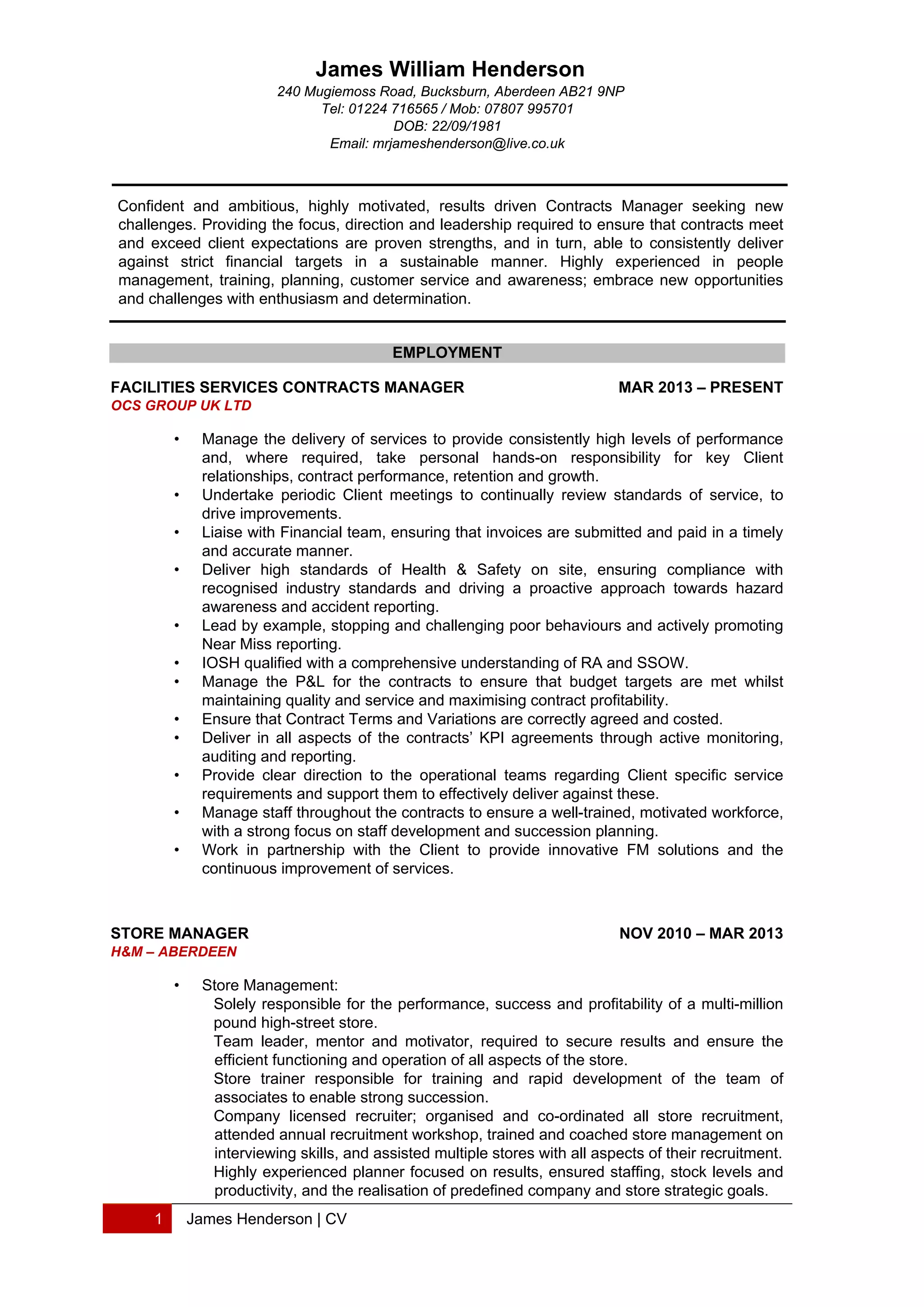 James Henderson CV | PDF