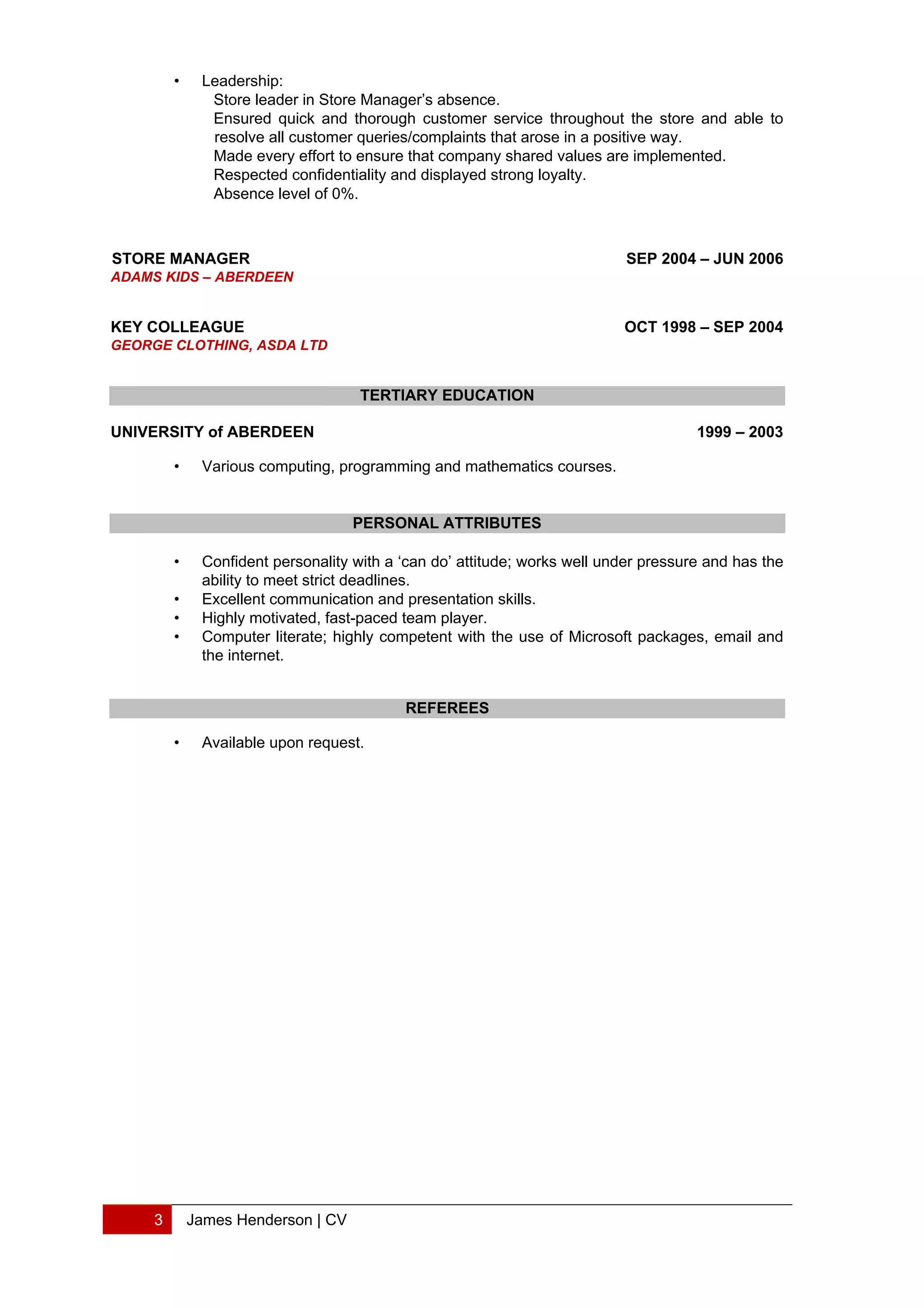 James Henderson CV | PDF