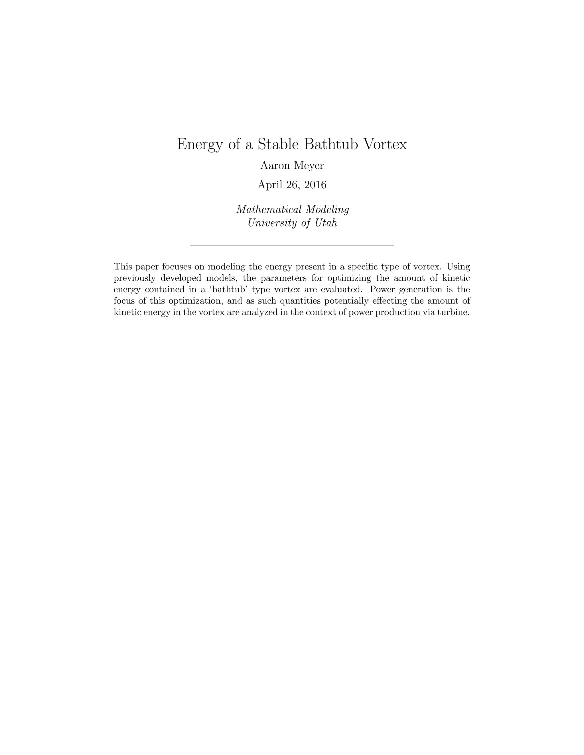 Vortex Modeling | PDF