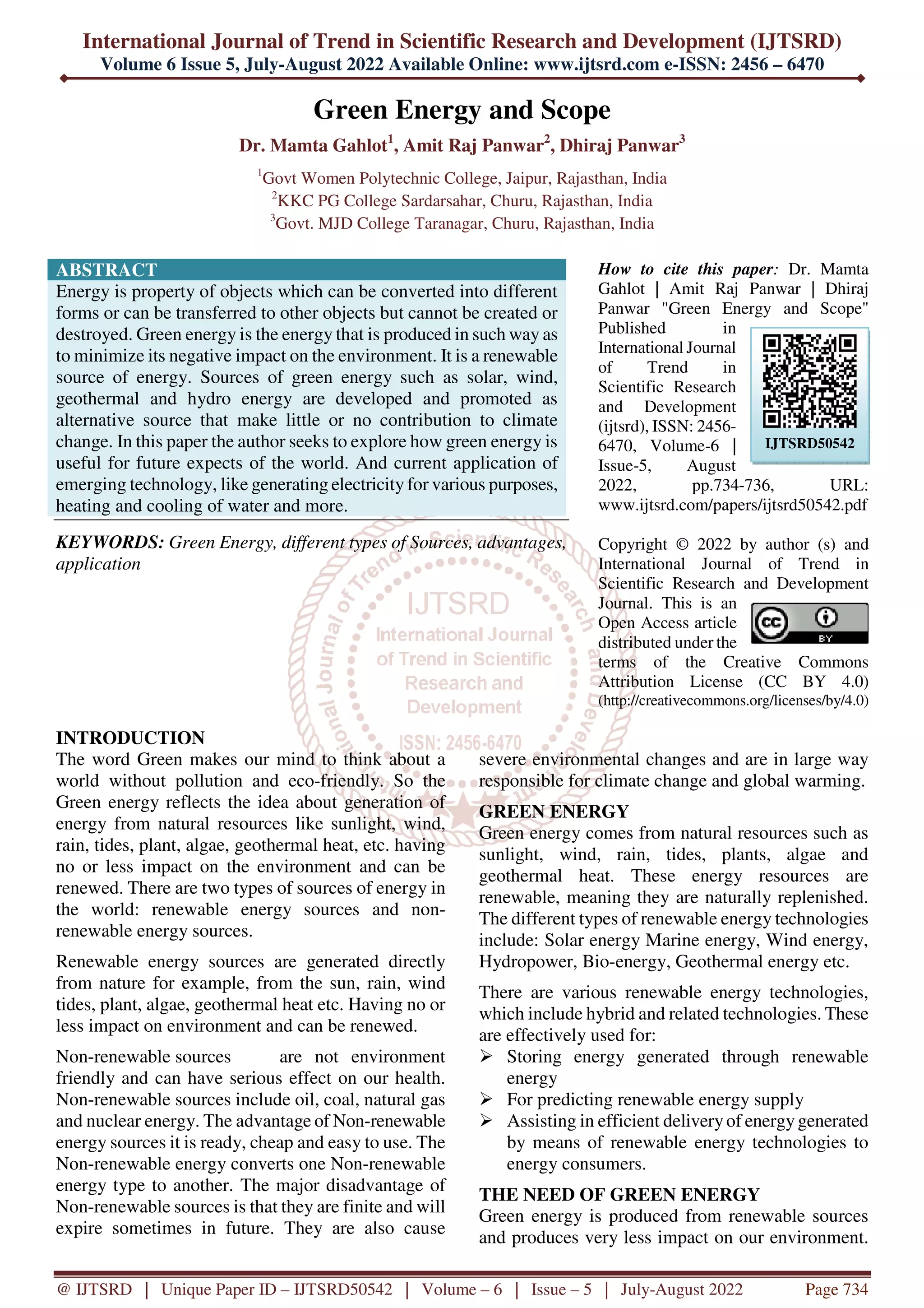 Green Energy and Scope | PDF