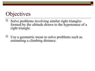 Similarity on Right Triangles using proportions | PPT