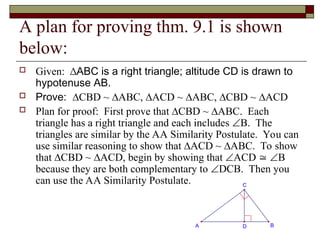 Similarity on Right Triangles using proportions | PPT