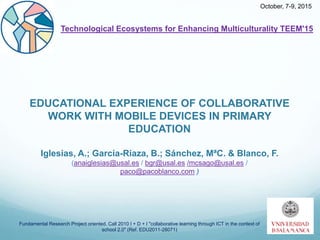 Educational experience of collaborative work with mobile devices in ...
