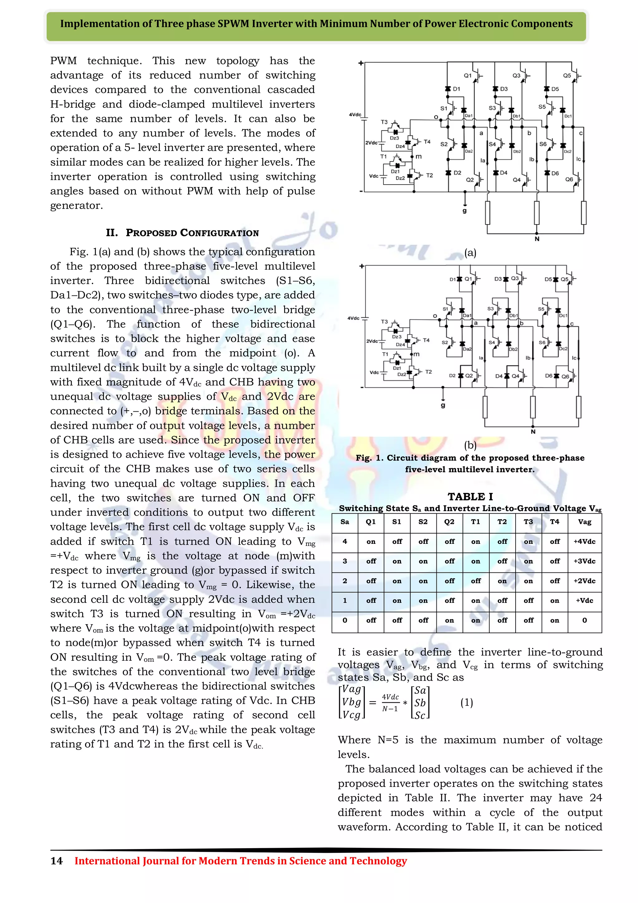 Implementation of Three phase SPWM Inverter with Minimum Number of Power Electronic Components | PDF