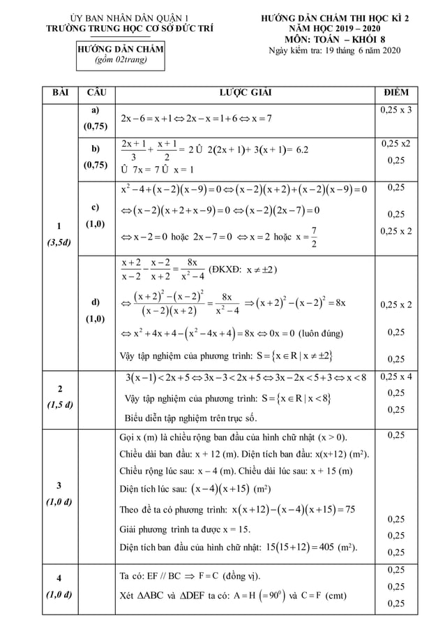 Đề Thi HK2 Toán 8 - THCS Đức Trí | DOCX