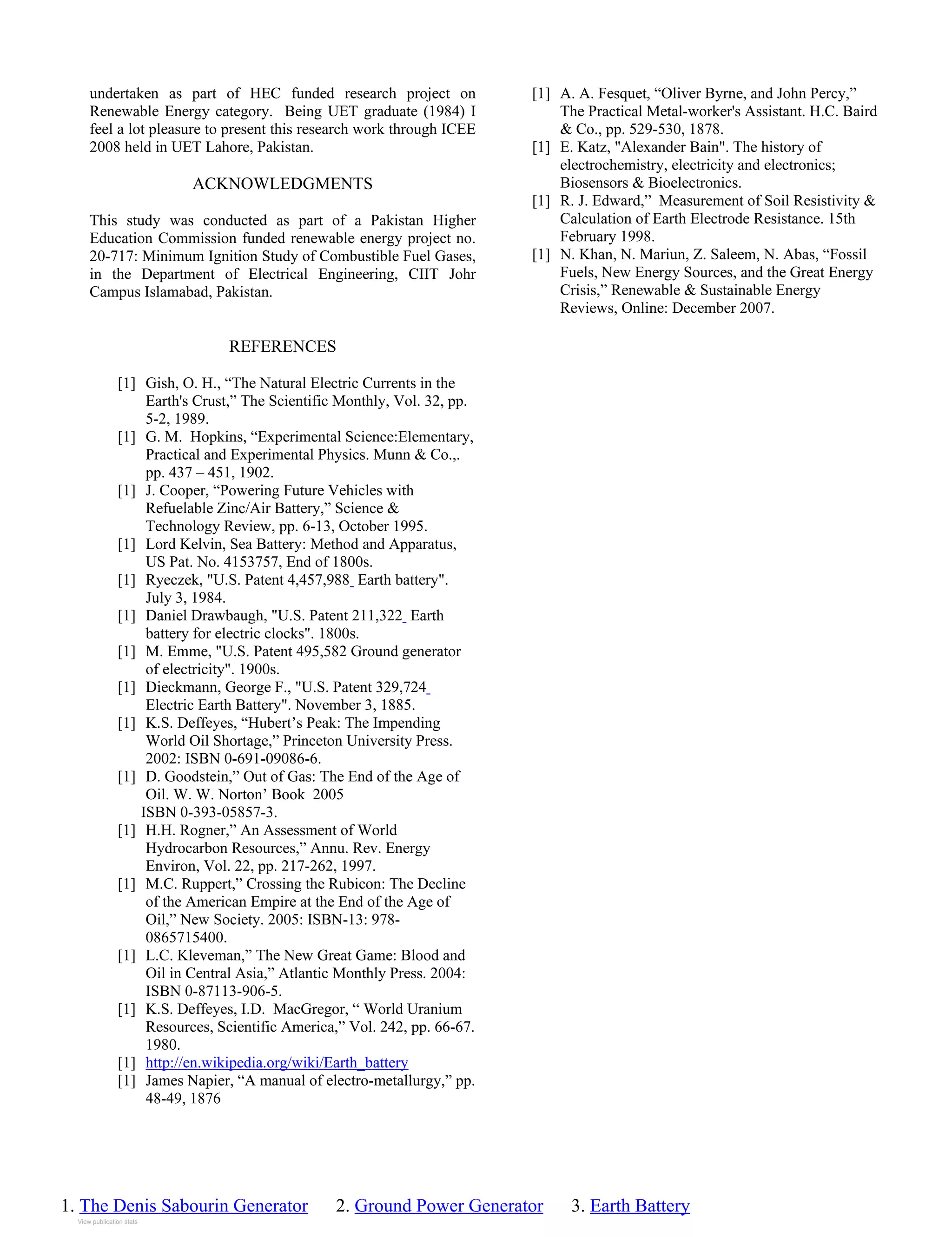 Experimental Study of Earth Batteries | PDF