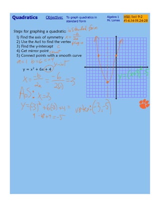 9-2 Graphing Quadratic Functions Standard Form.pdf | Physics | Science