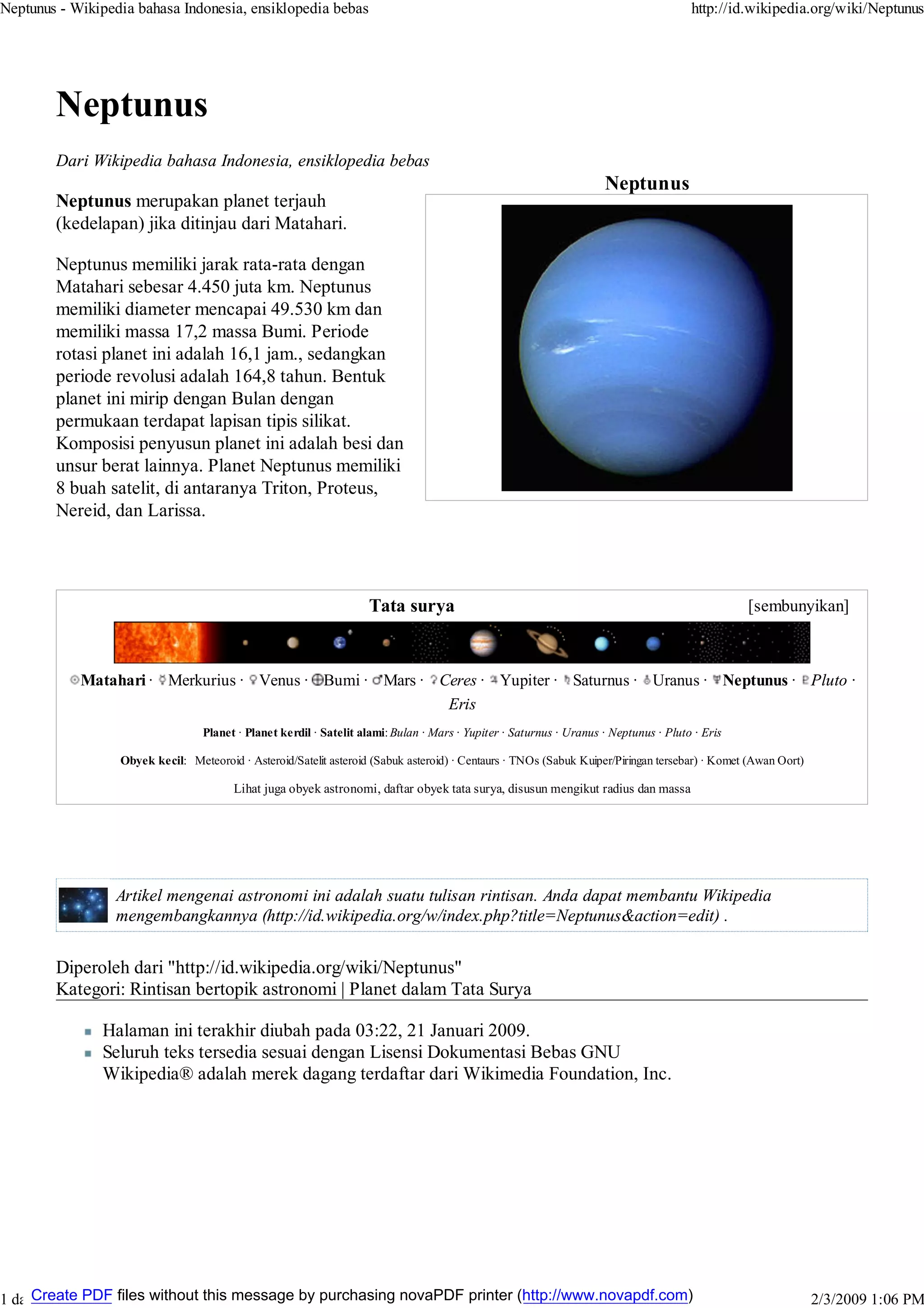 Tata Surya (NEPTUNUS) | PDF