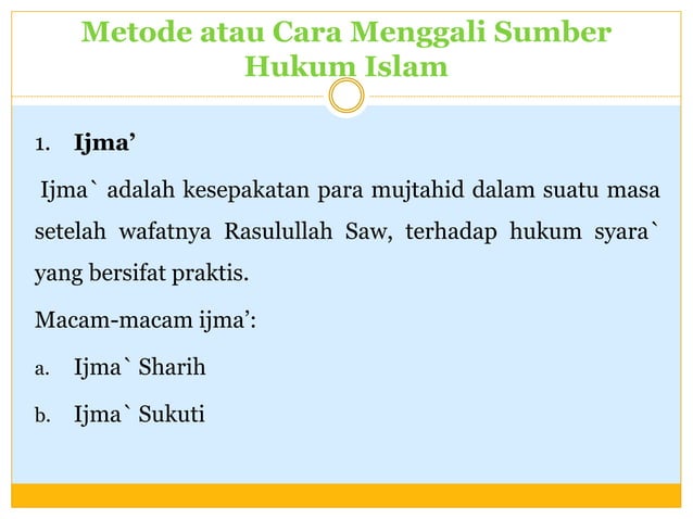 SUMBER - SUMBER HUKUM ISLAM | PPT