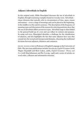 Adjunct Adverbials In English 1st Hilde Hasselgrd | PDF
