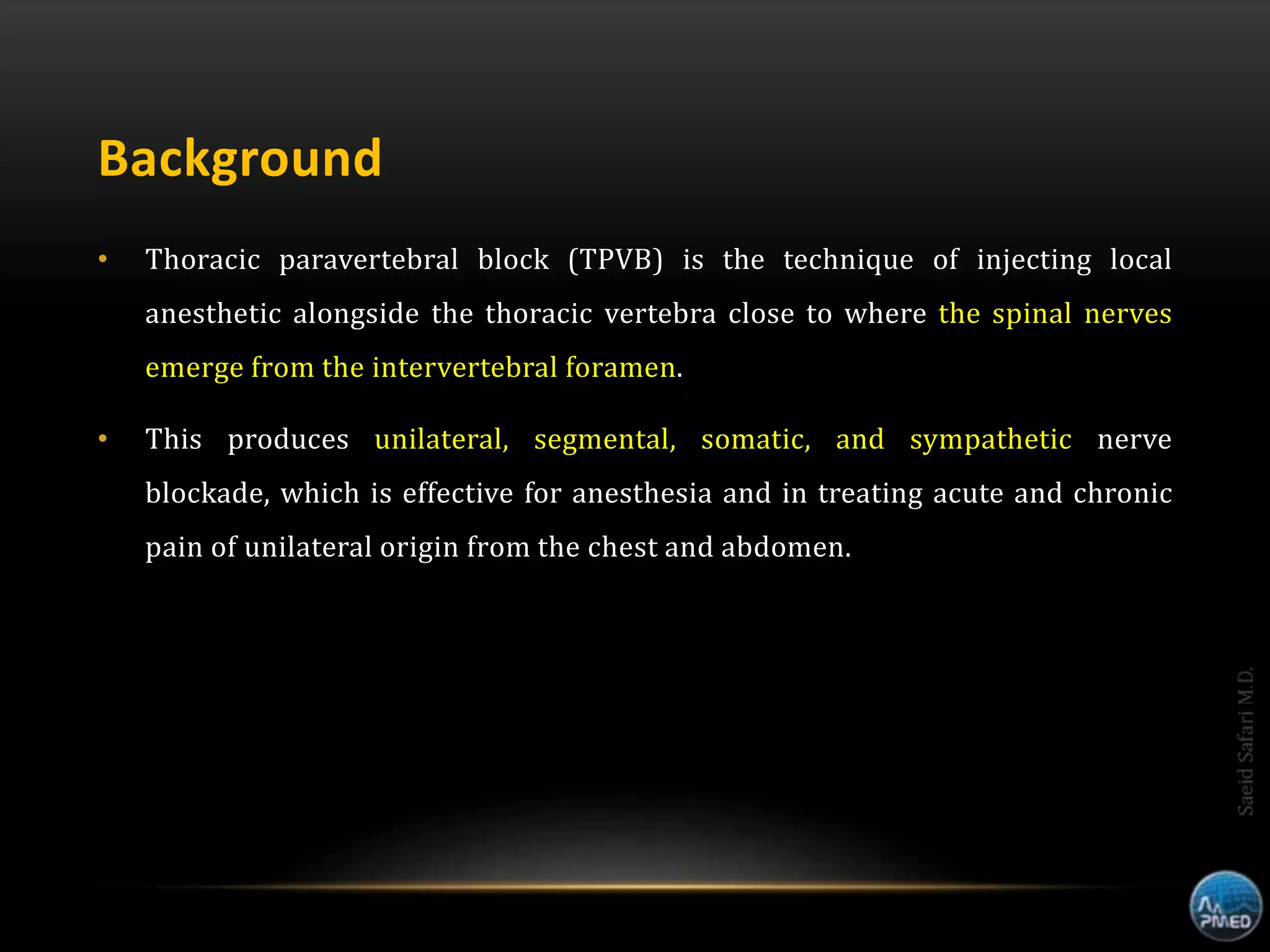 Ultrasound-Guided Thoracic Paravertebral Block | PPTX