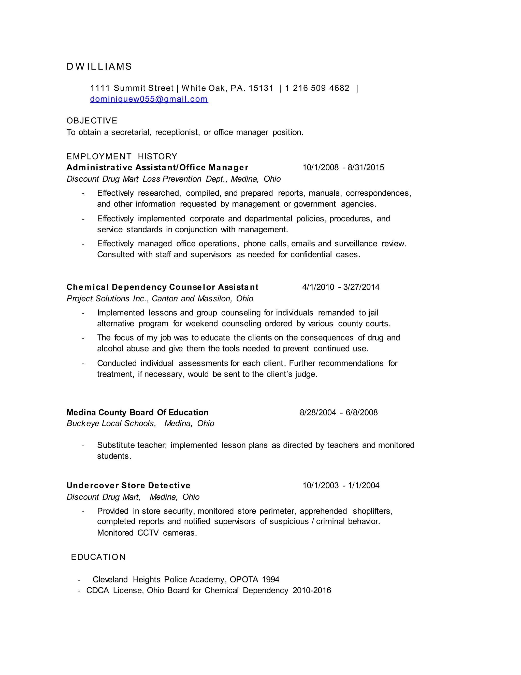 Dominique's resume | DOCX | Law