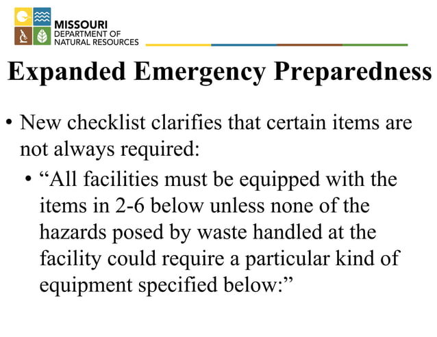 Nicole Eby, Missouri DNR, Hazardous Waste Inspection Checklist Changes ...