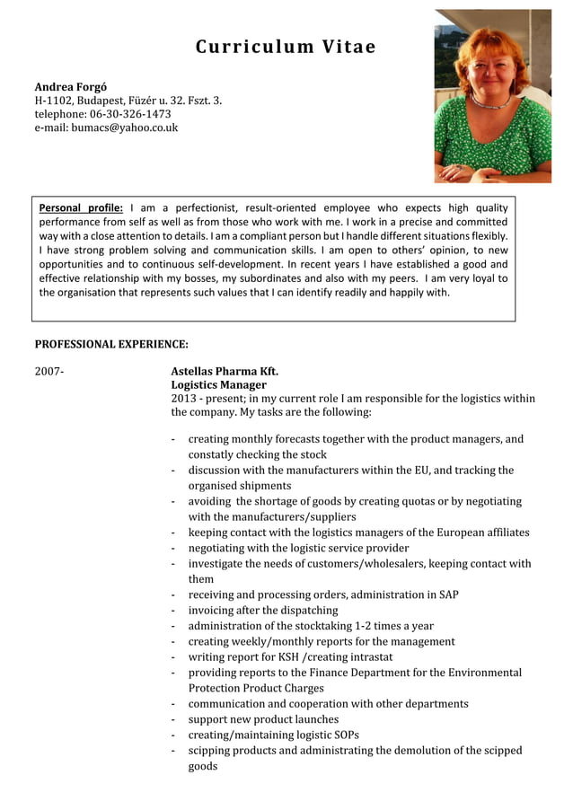 CV - Andrea Forgó 2016 | PDF