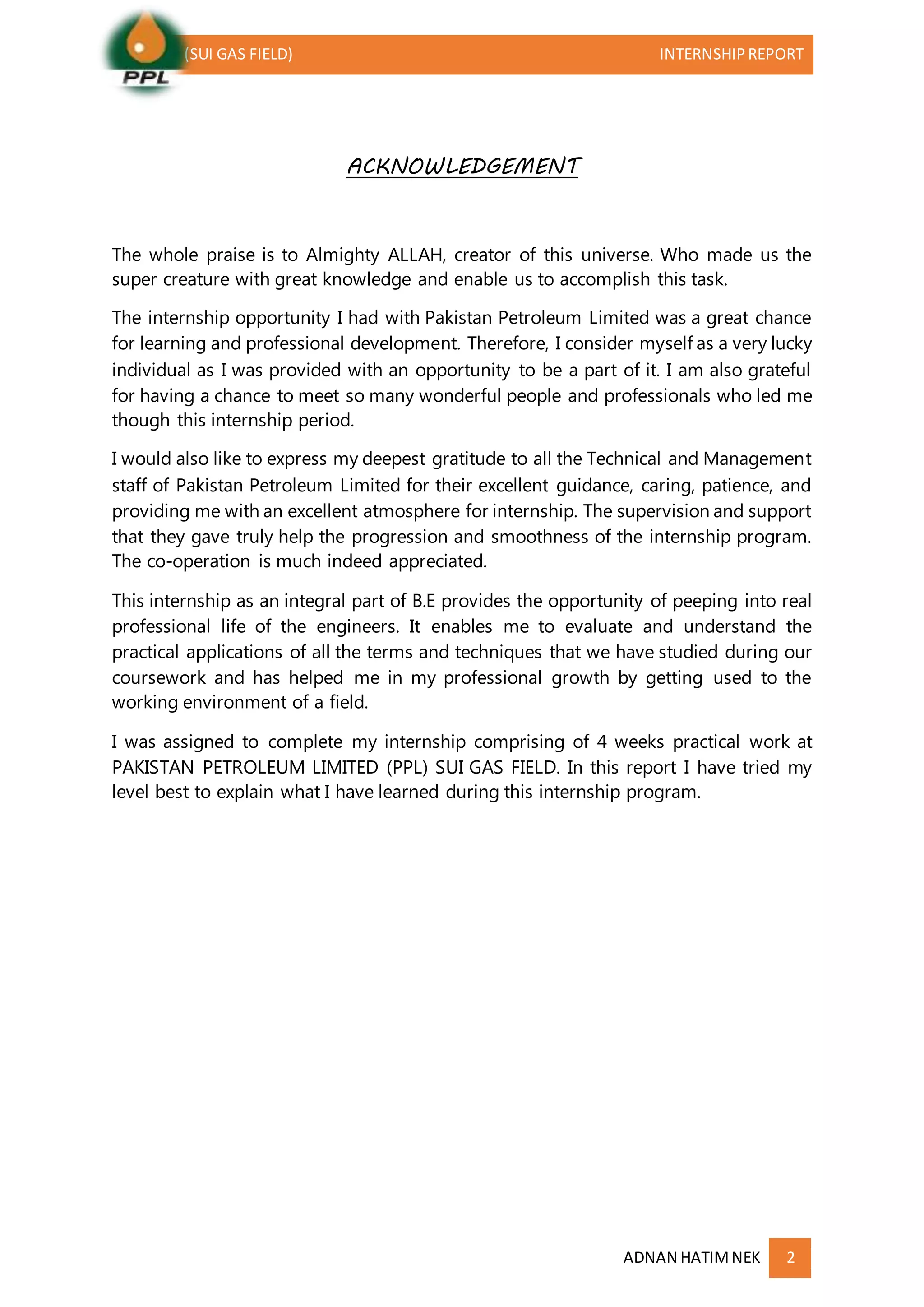 adnan ppl internship report | DOCX