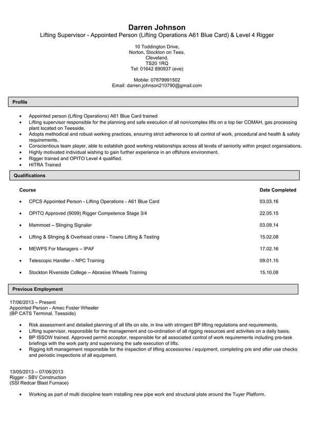 Darren Johnson CV | PDF