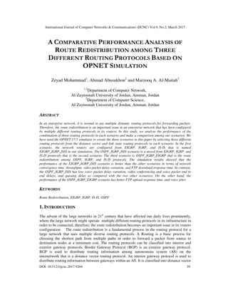 A Comparative Performance Analysis of Route Redistribution among Three Different Routing ...