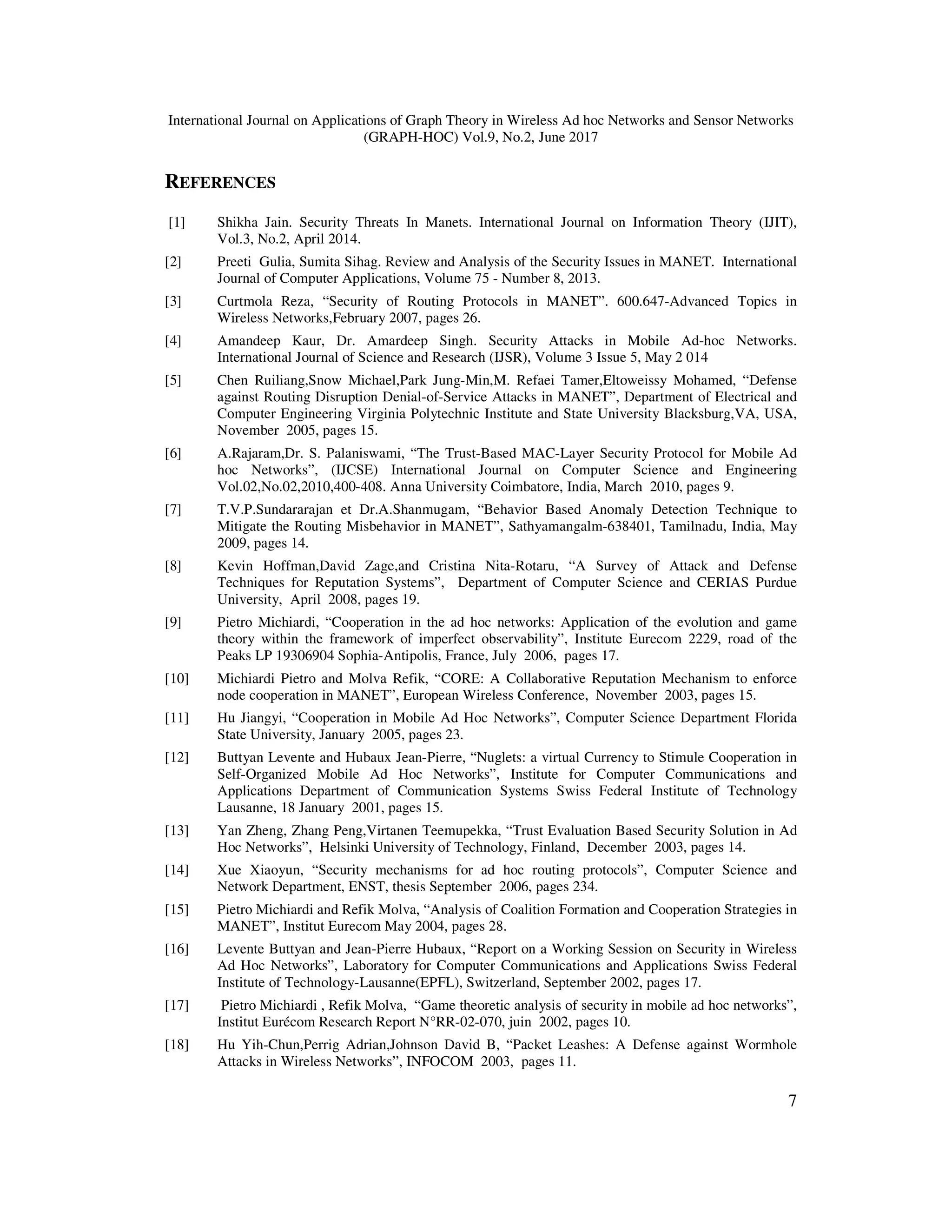 A Proposal Analytical Model and Simulation of the Attacks in Routing Protocols of MANETs ...