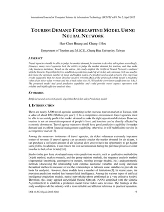 TOURISM DEMAND FORECASTING MODEL USING NEURAL NETWORK | PDF