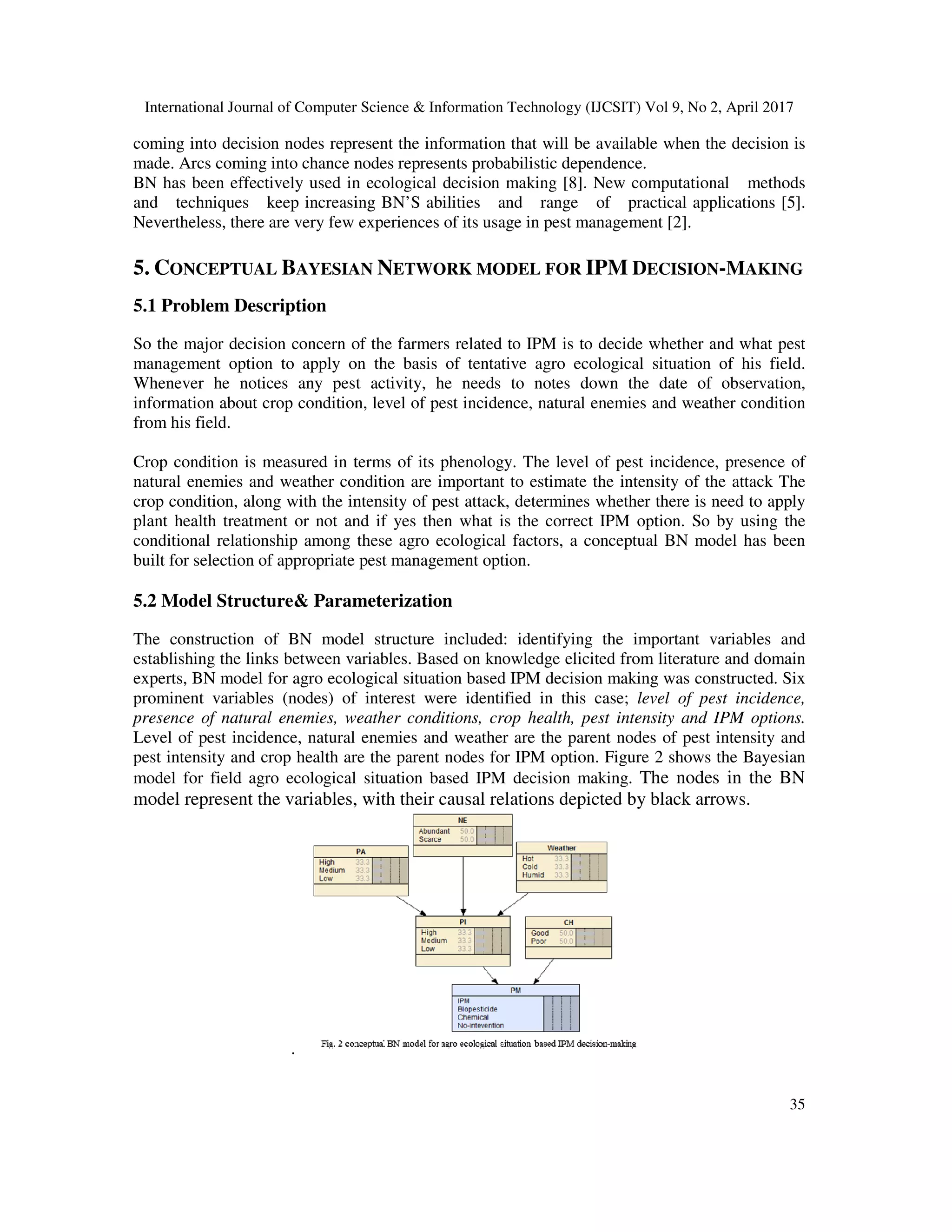Decision Making in Integrated Pest Management and Bayesian Network | PDF
