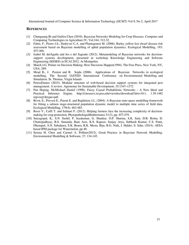 Decision Making in Integrated Pest Management and Bayesian Network | PDF
