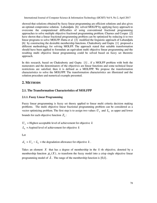 APPLYING TRANSFORMATION CHARACTERISTICS TO SOLVE THE MULTI OBJECTIVE LINEAR FRACTIONAL ...