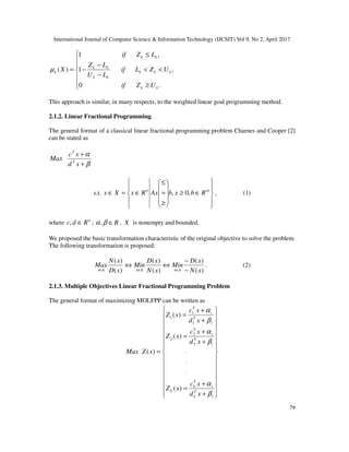 Applying Transformation Characteristics to Solve the Multi Objective Linear Fractional ...