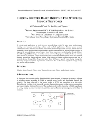 Greedy Cluster Based Routing for Wireless Sensor Networks | PDF