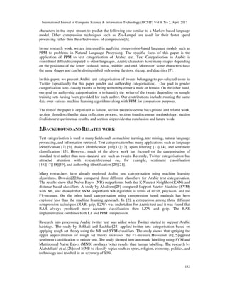 GENDER AND AUTHORSHIP CATEGORISATION OF ARABIC TEXT FROM TWITTER USING ...