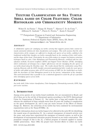 Texture Classification of Sea Turtle Shell based on Color Features ...