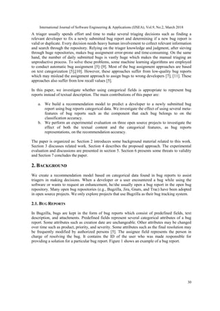USING CATEGORICAL FEATURES IN MINING BUG TRACKING SYSTEMS TO ASSIGN BUG REPORTS | PDF